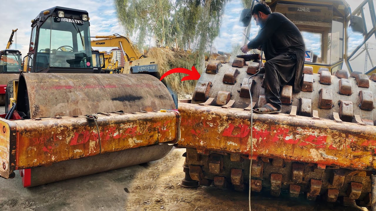 Installation process of Pad foot on dynapic Road Roller| convert Rd ...