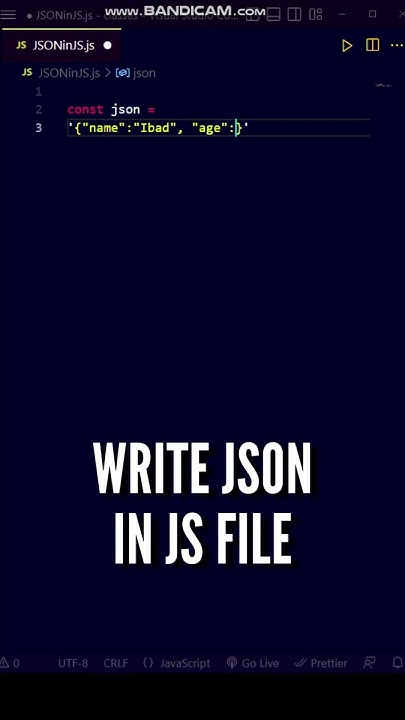 😱🤯 Write Json Code In Javascript File Json In Javascript Shorts Javascript Json