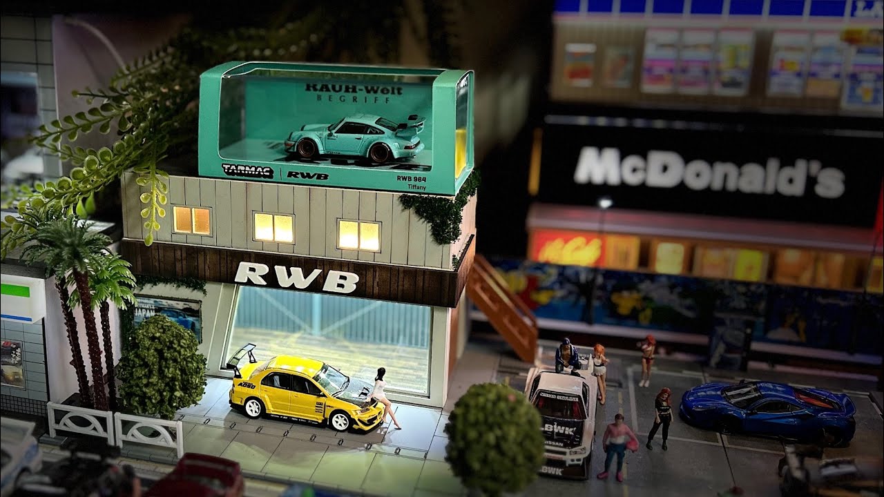 Magic City and Gfans Diorama setup (Hobby Table)Porsche RWB,McDonald’s ...