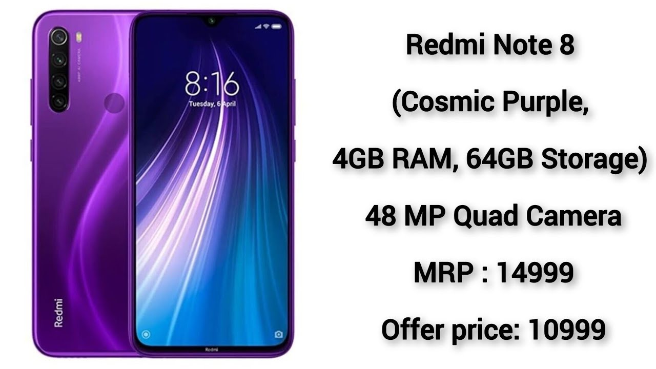 Redmi Note 8 mobile in offer Rs. 10999 only. check the description ...