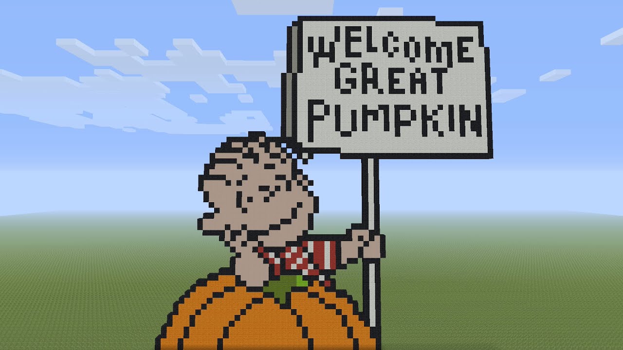Minecraft Pixel Art - Welcome Great Pumpkin Charlie Brown - YouTube