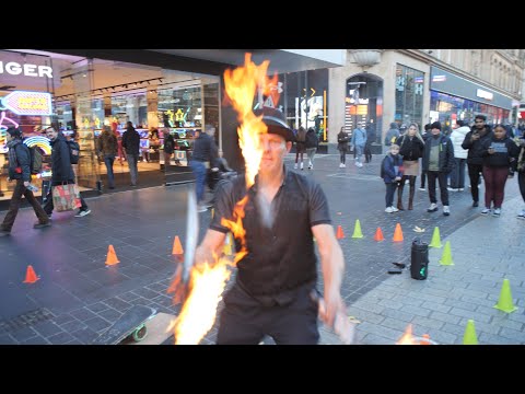 Pov   Liverpool City Centre Boxing Day - Flame Juggling - Violin Player- Sales