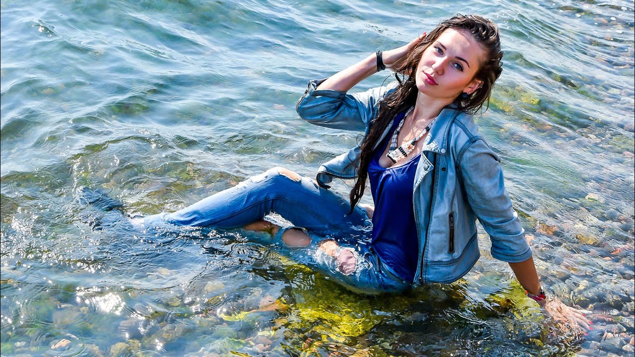 WETLOOK SUMMER OPENING: BEAUTIFUL GIRL IN A WET DENIM JACKET AND WET ...