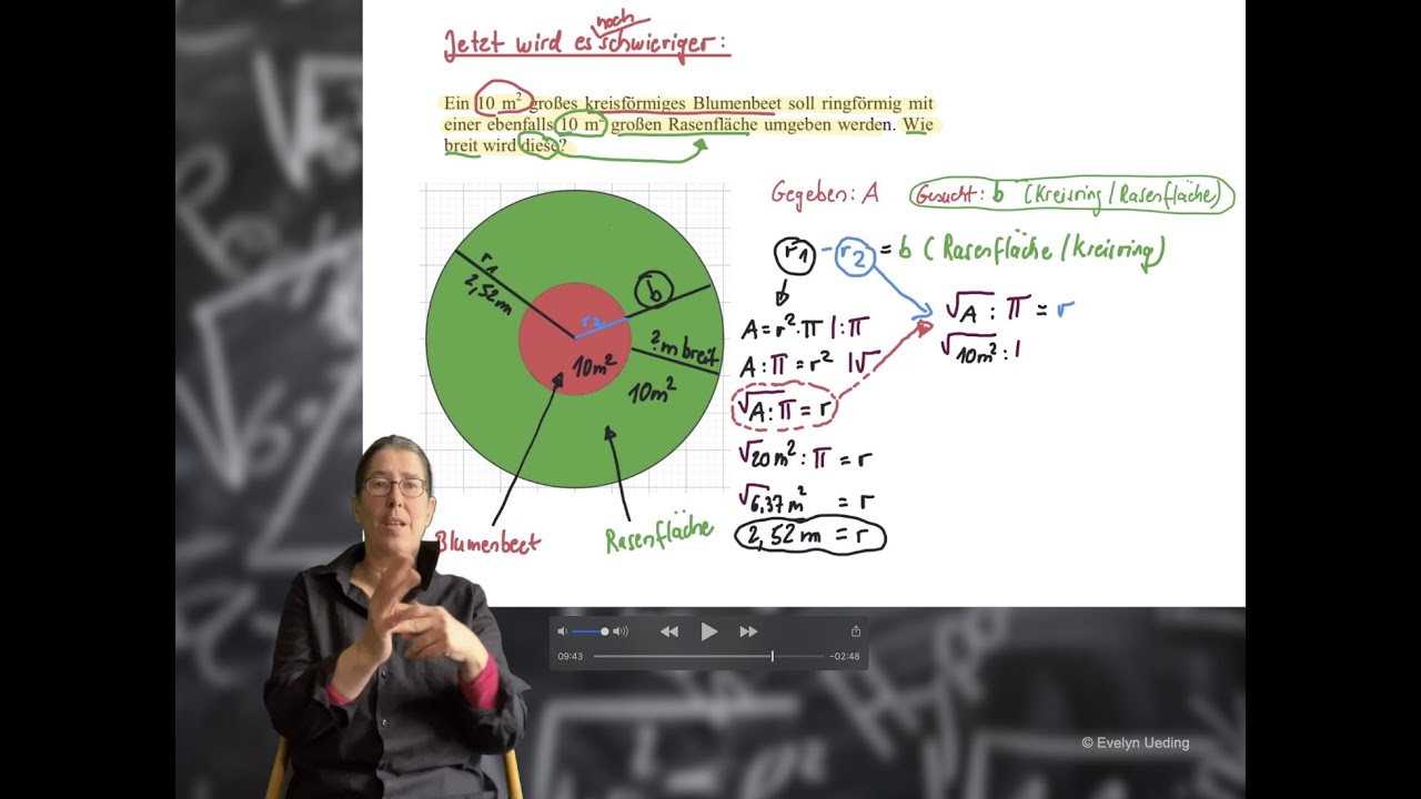 MATHE Geometrie Kreisring komplexe Berechnungen (d, r, b) (DGS-Explain ...