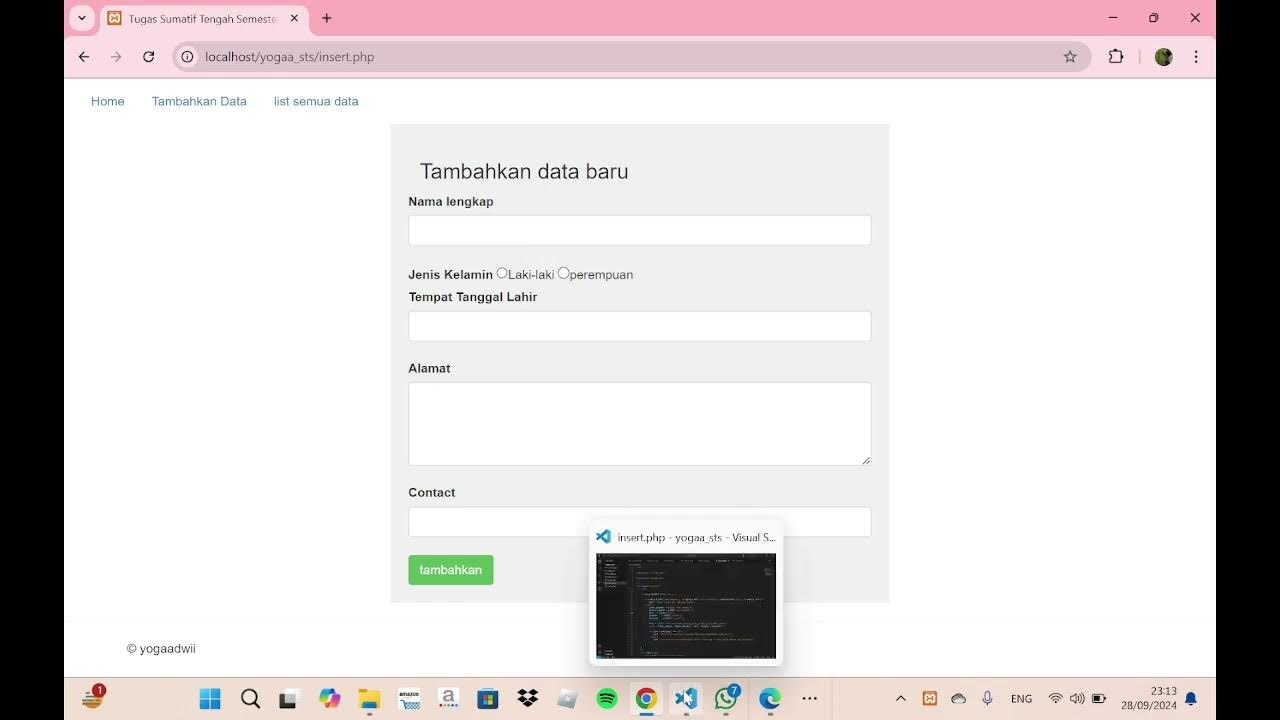 Membuat Form Data Diri (CREATE, READ, UPDATE, DELETE) dengan menggunakan PHP & MySQL - YouTube