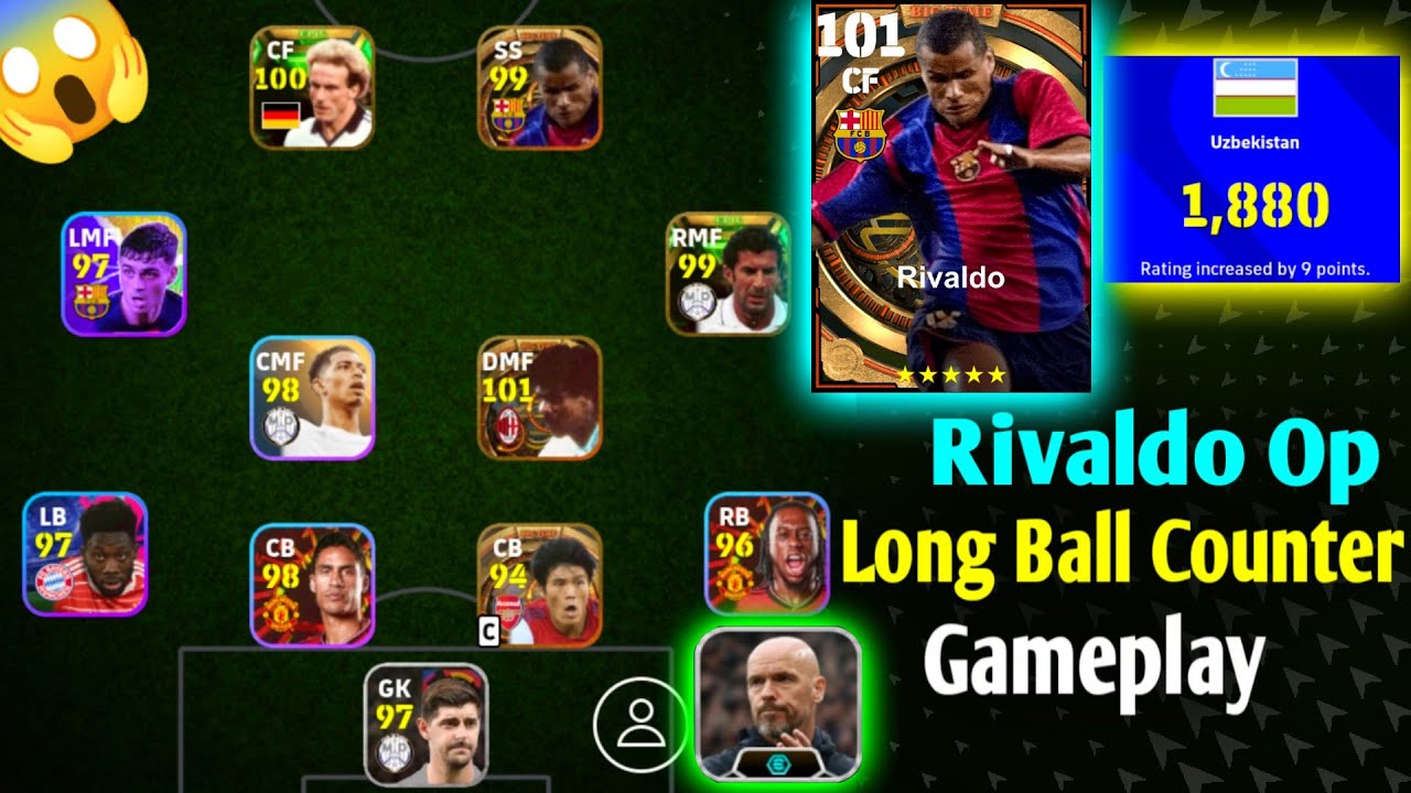 4-2-2-2 OP Formation😲Rivaldo AT CF🔥Long Ball Counter Gameplay | eFootball 2024 Mobile - YouTube
