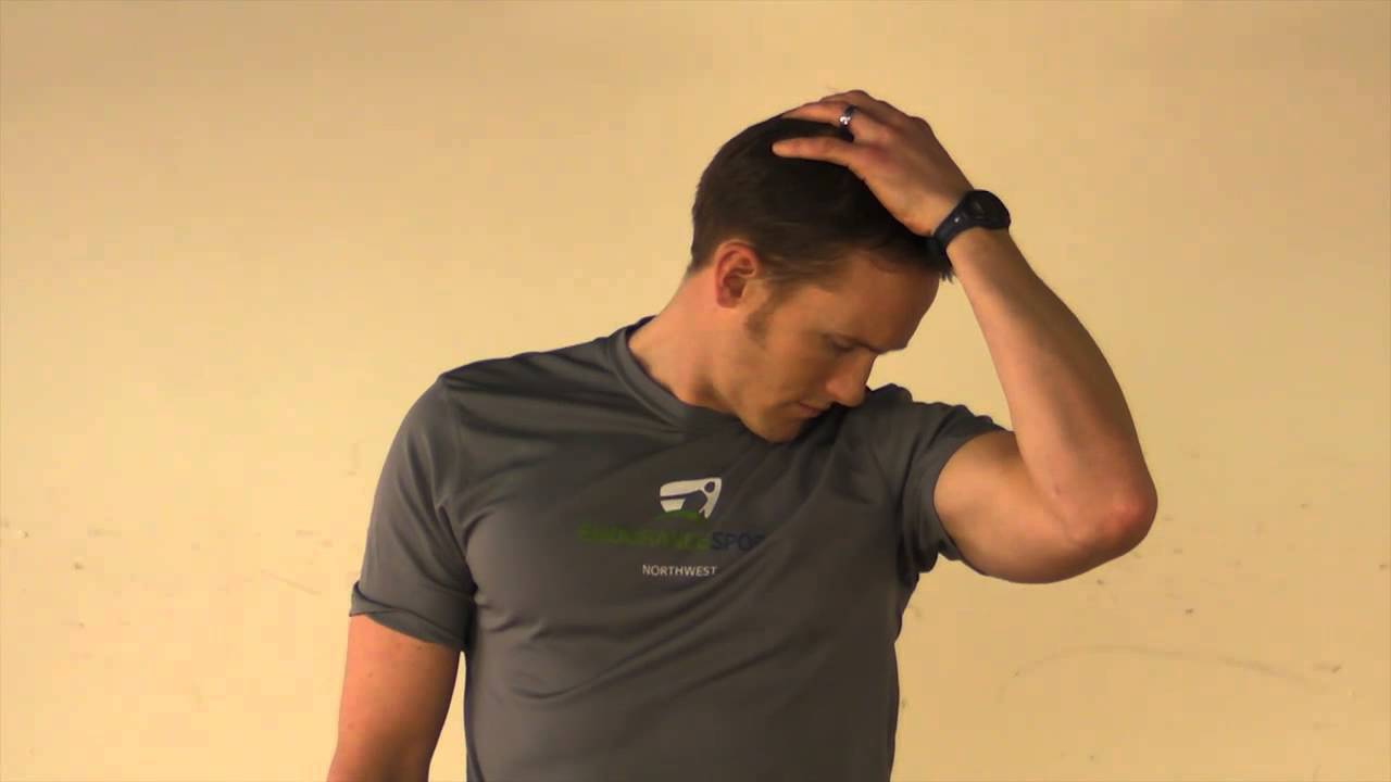 Neck Diagonal Active Assisted Stretch - YouTube