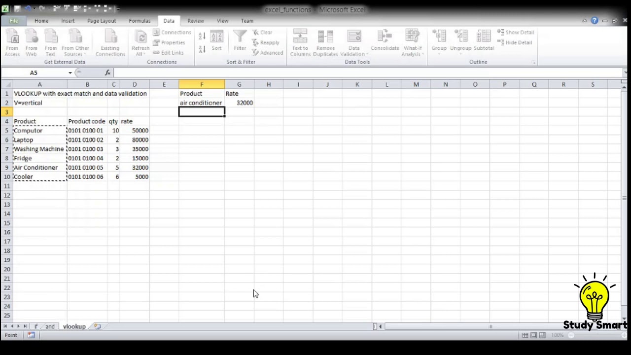 Vlookup With Data Validation Ms Excel Youtube 4944