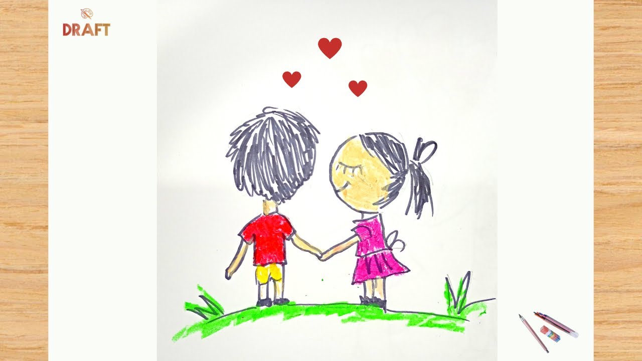 Valentine love card || Step By Step drawing Tutorial for beginners ...
