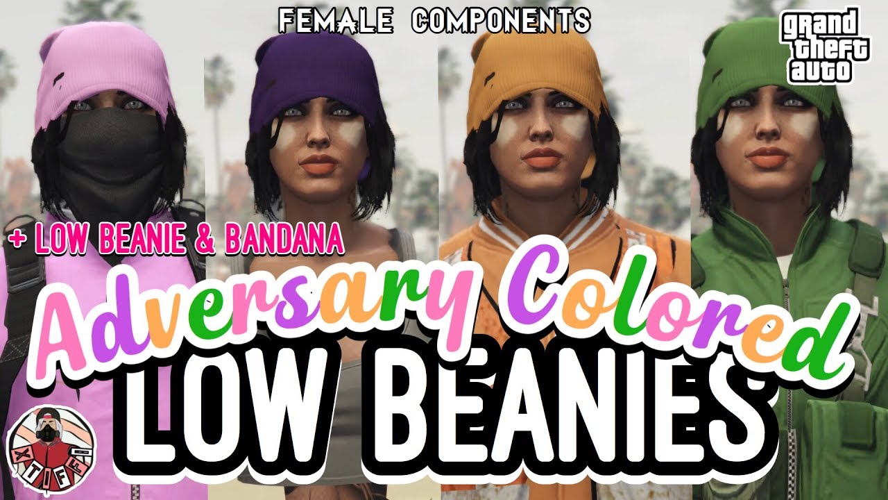 GTA5 | Colored Adversary Low Beanies with Bandana Female Component ...