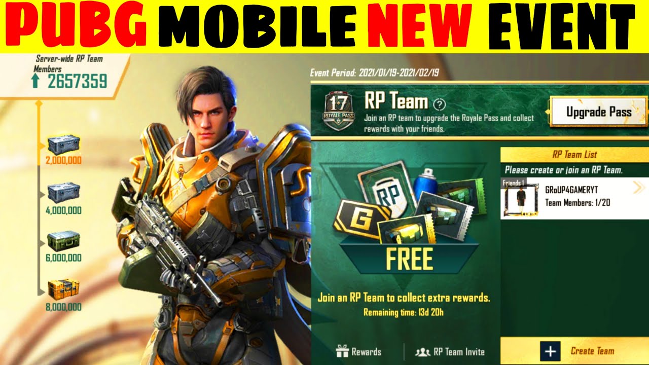 PUBG MOBILE NEW EVENT RP TEAM |Server wide rp team members in pubg ...