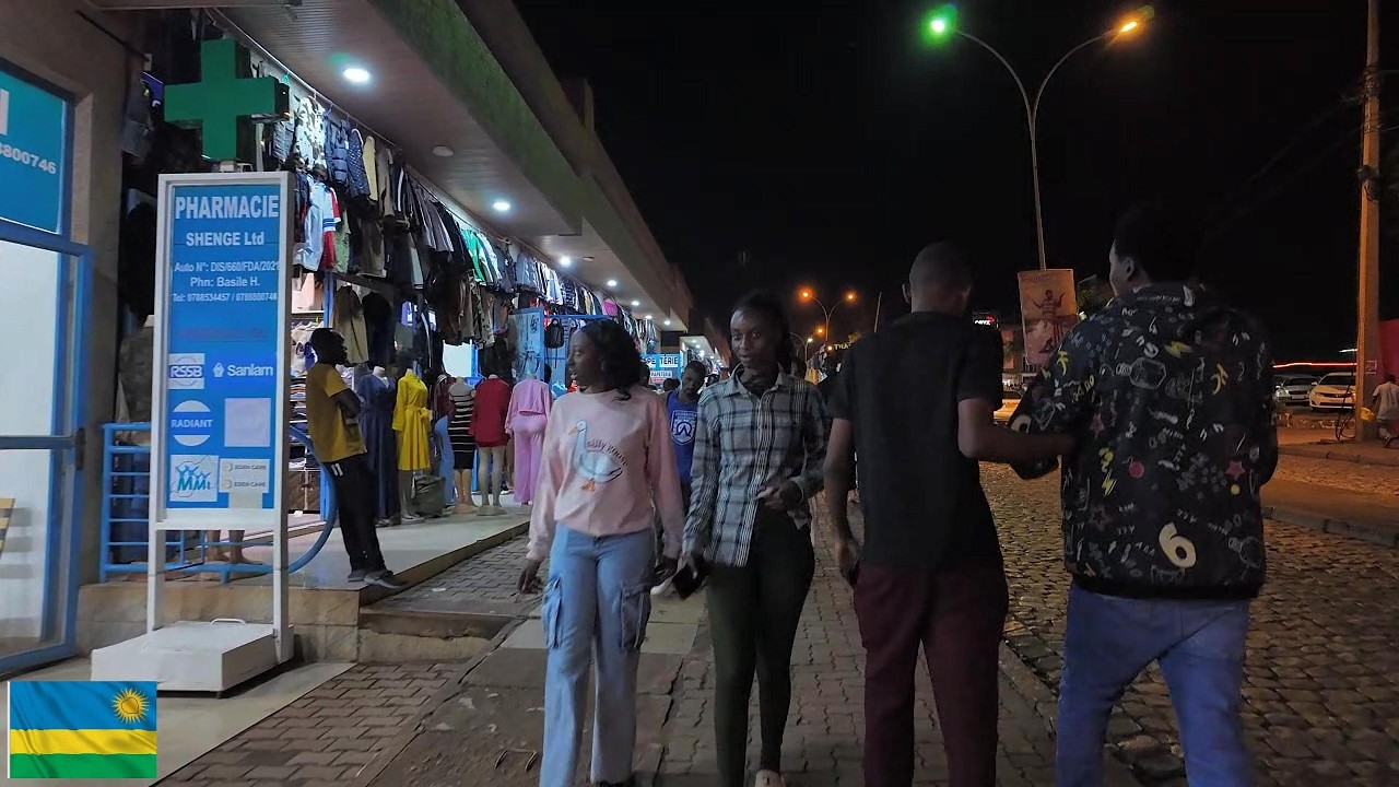 🇷🇼 REMERA Bus Terminal Streets At Night in Kigali Rwanda, East Africa ...