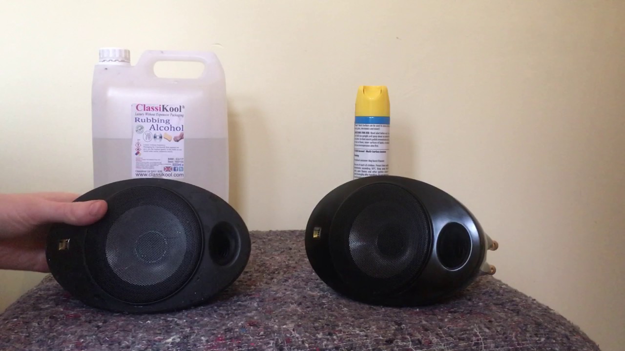 How to clean off the sticky coating on KEF egg speakers - YouTube
