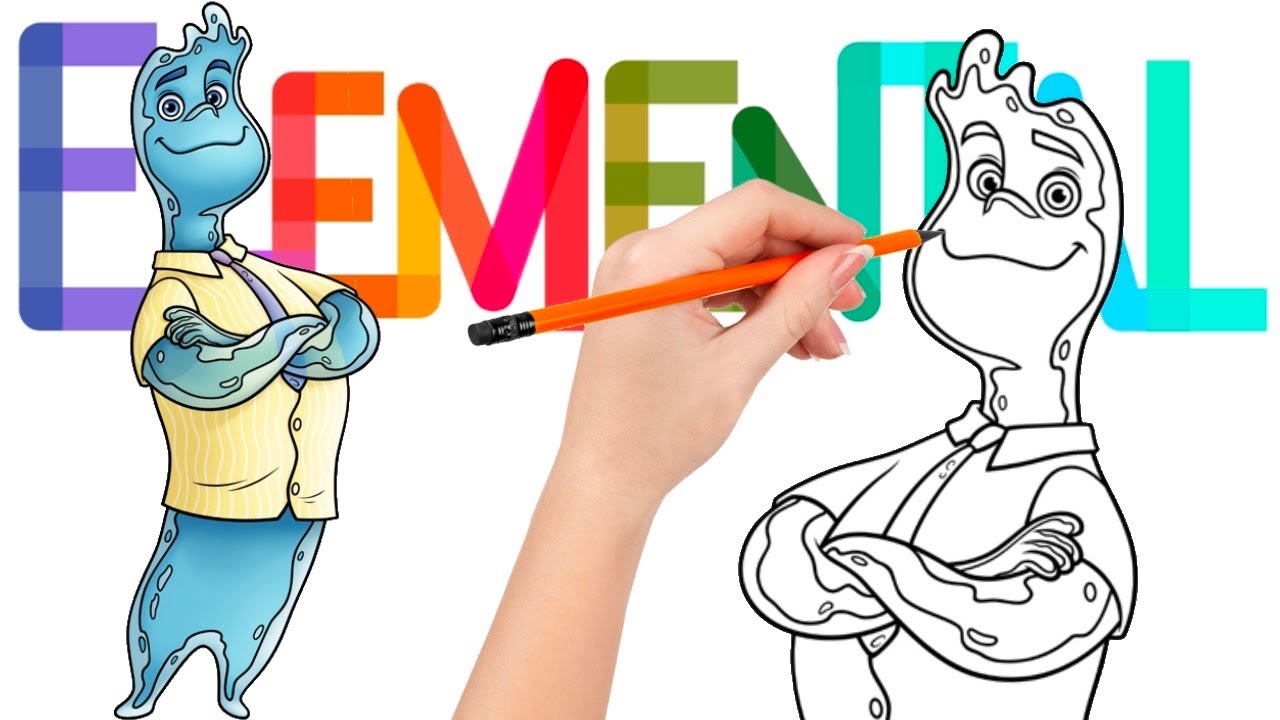 How to draw Wade Ripple, a go-with-the-flow guy - Elemental - YouTube