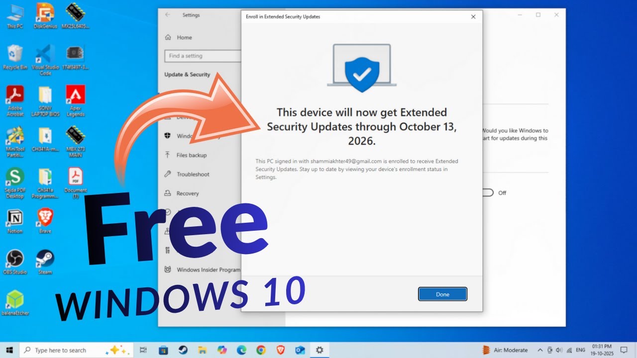 How to Enroll Free Extended Security Updates in Windows 10 - YouTube