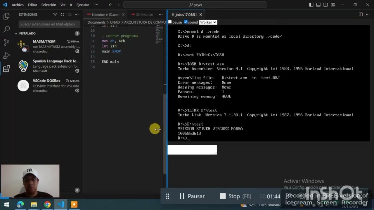 Unidad 3 - Tarea 4_Práctica - Visual Studio Code(assembler) - YouTube