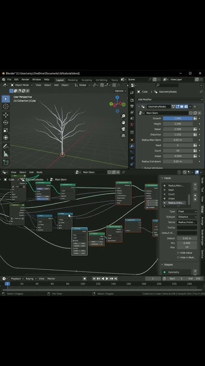 Growing Tree 🌳 Animation using blender geometry node editor Part 4 #blender #tutorial # ...