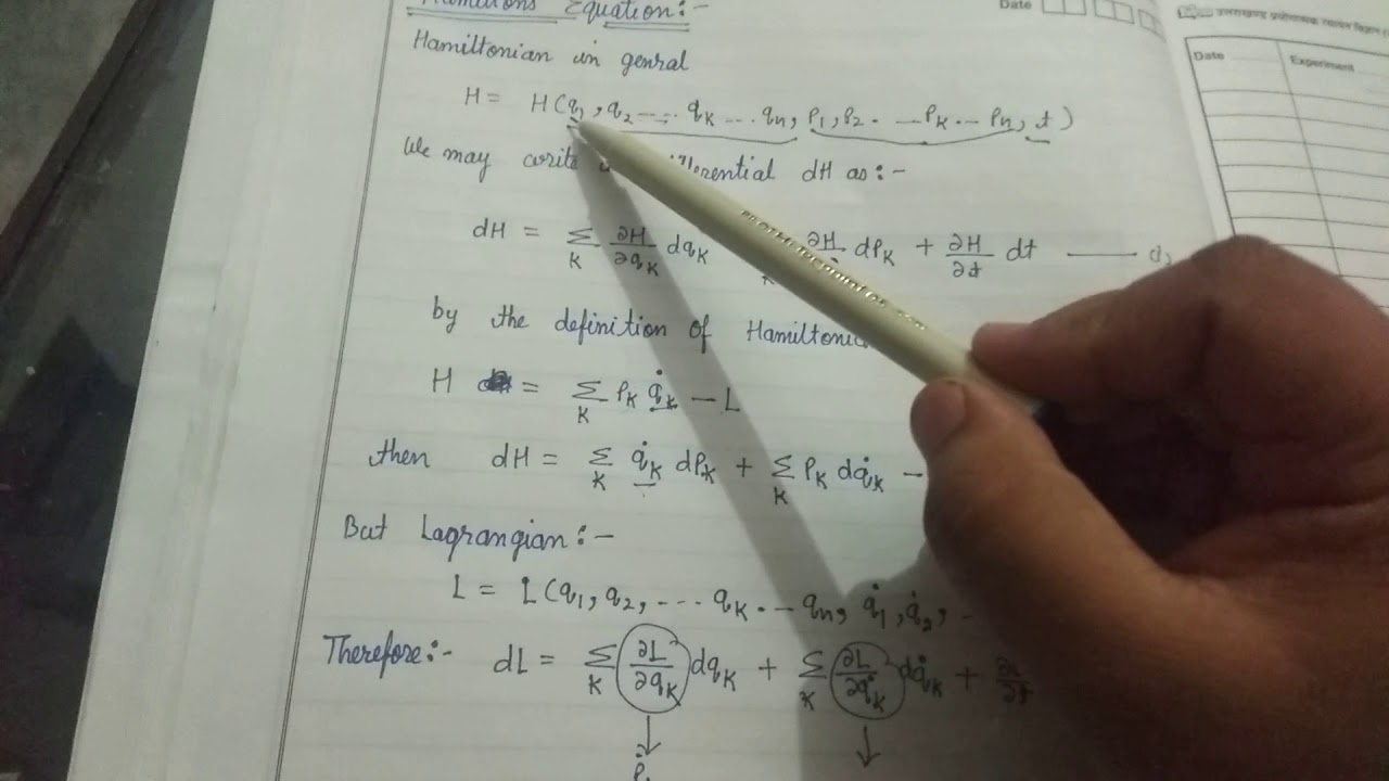 Hamiltons canonical equation of motion - YouTube