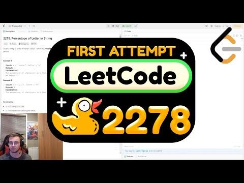 my attempt at solving leetcode 2278: percentage of letter in string [SOLVED] - YouTube