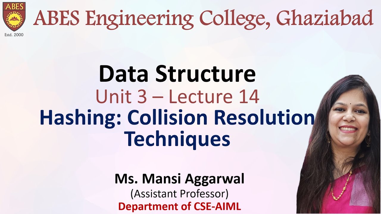 Lecture 14 Unit 3 Hashing Collision Resolution Techniques Data Structure Youtube