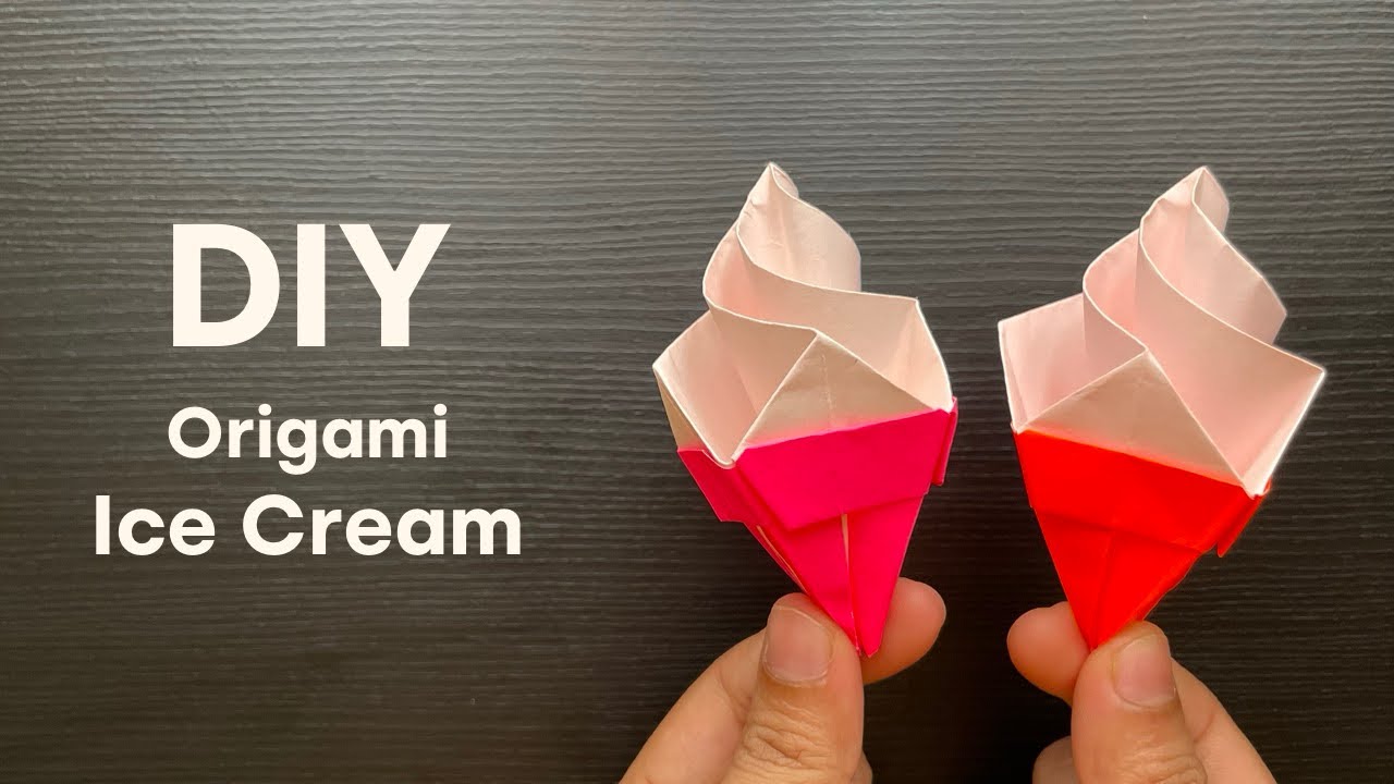 Easy Paper Ice Cream Cone Tutorial | Origami Ice Cream Cone DIY - YouTube