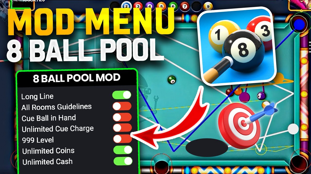 8 BALL POOL HACK/MOD Menu 🔴 Long Lines, MegaPower & Unlimited Money 🎱 ...
