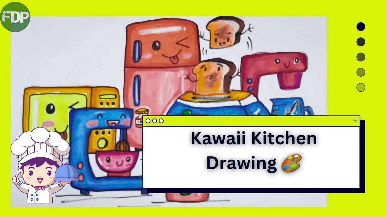 How to Draw Cute Kawaii Cartoon Kitchen Appliances Drawing Kitchen Easy ...