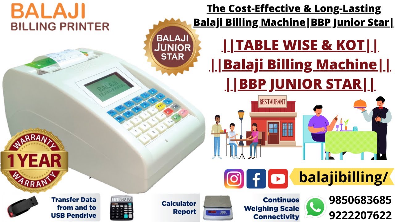 Balaji Billing Machine | BBP Junior Star | Table Number Wise | KOT ...