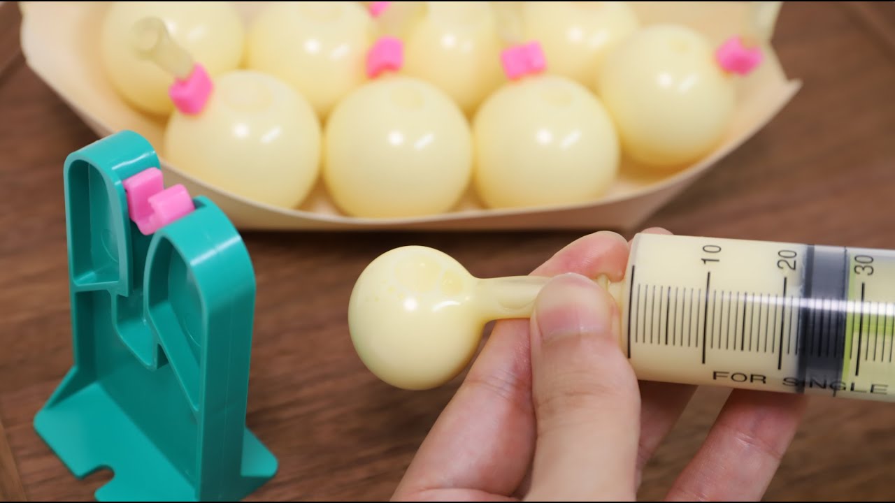 How to Cook Takoyaki Pudding with Syringe and Balloon - YouTube