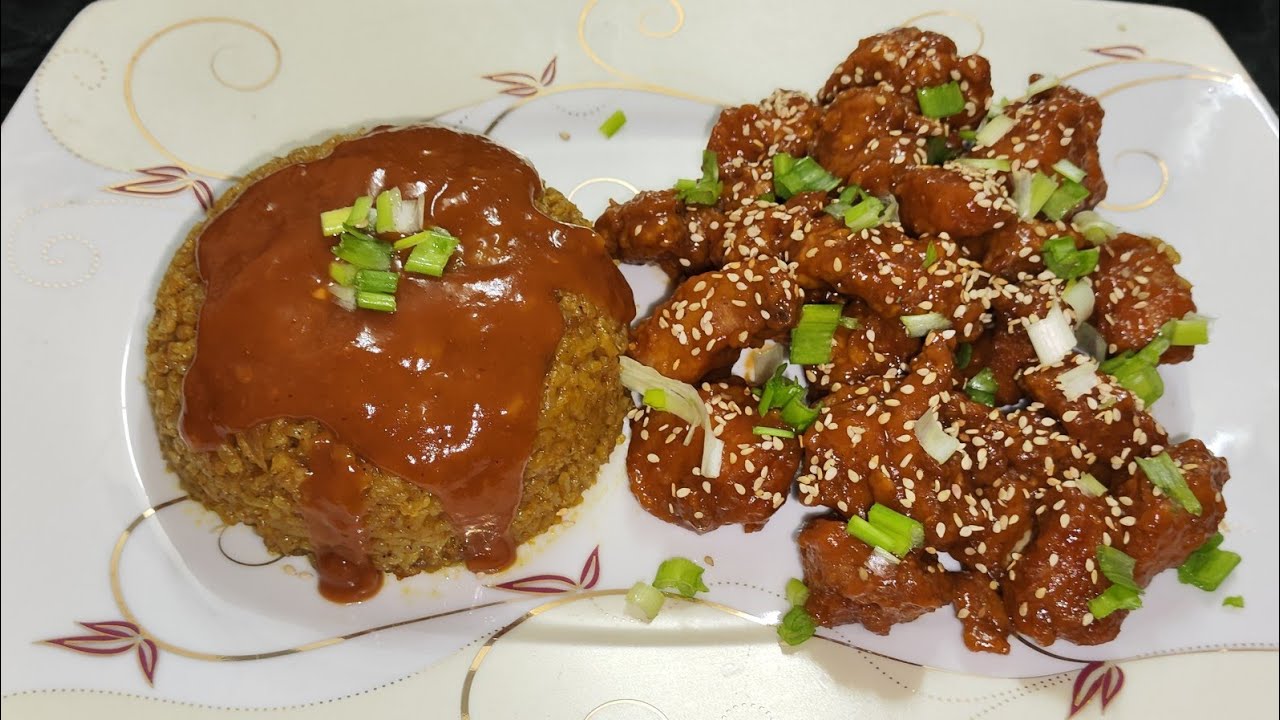 🌹🌹 من أكلات الشارع الكورى مكعبات الدجاج بالصوص الحار م وعملت معاه أرز ...