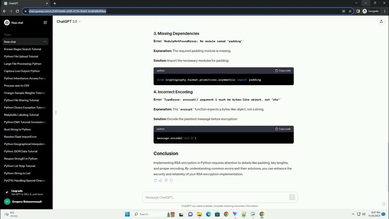 Error with encrypt message with RSA python - YouTube