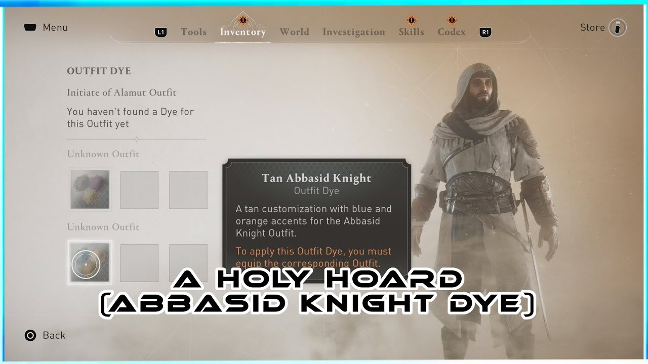 A Holy Hoard (Tan Abbasid Knight Dye) Enigma - Assassins Creed Mirage ...