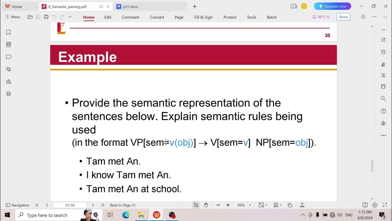 Bài 8: trang 16 Phân tích ngữ nghĩa Semantic parsing, Natural Language ...