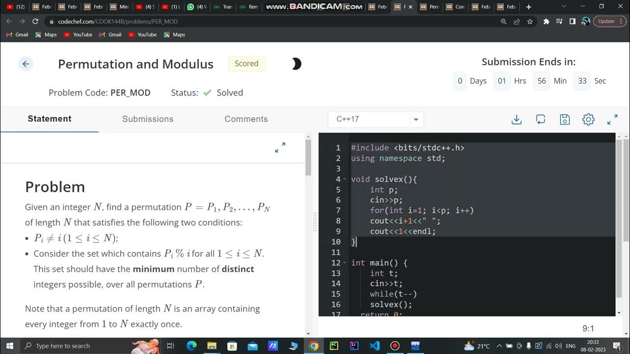 Permutation and Modulas codechef - YouTube