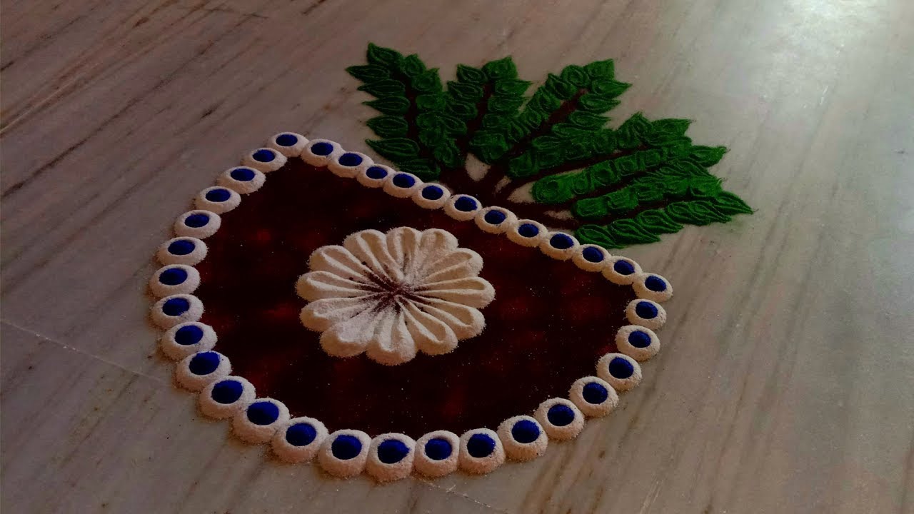 Simple And Easy Tulsi Pujan Rangoli Design // Tulsi Pujan Rangoli By ...