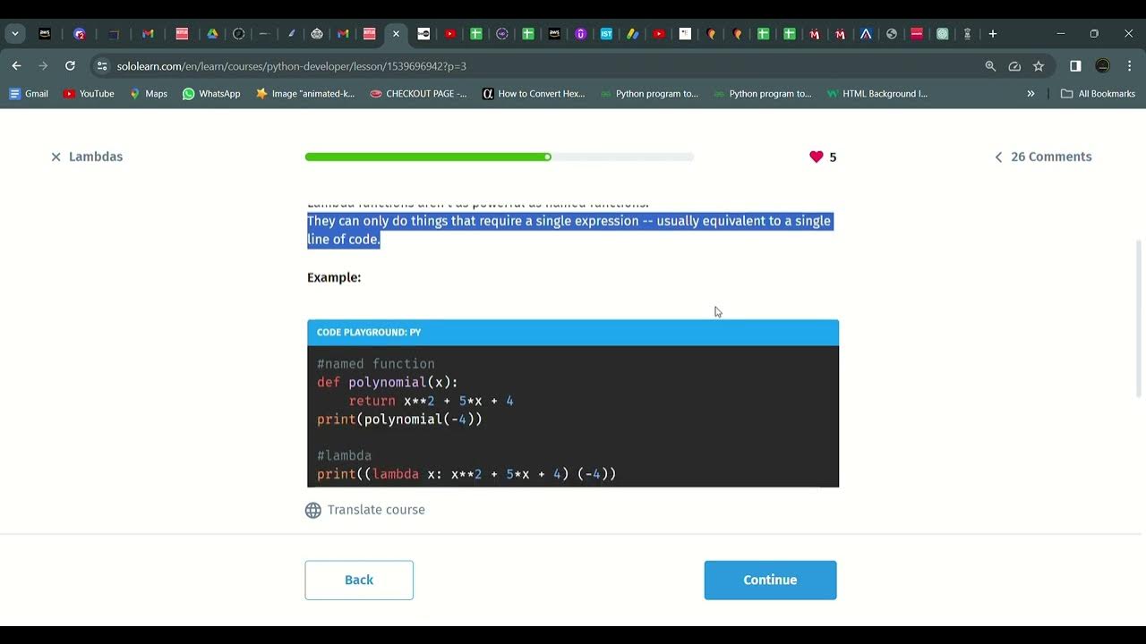 84 Lambdas | Python Developer | Sololearn - YouTube