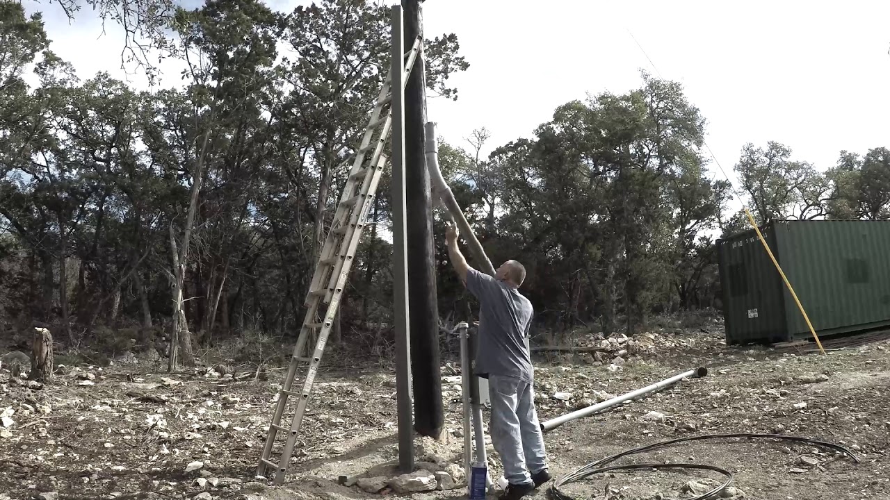 Container build - Electrical power pole to meter panel goes up. - YouTube