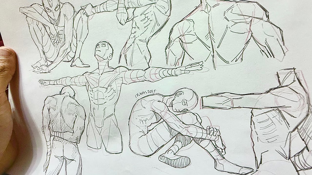 Mindless Anatomy Sketches (no talking just drawing) - YouTube