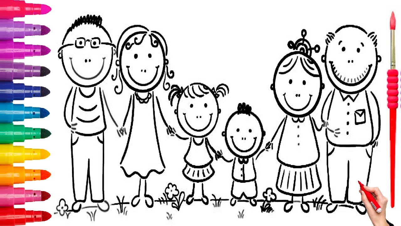 How to Draw Great Family for kids / Bolalar uchun Katta Oila rasm ...