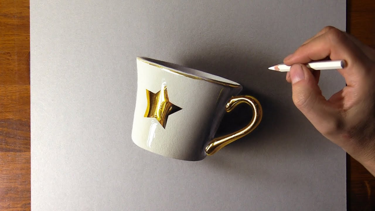 Drawing a cup... so realistic you can almost touch it 😱 - YouTube