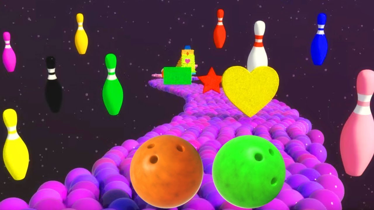 ABC, Shapes & Fruits Kinetic Sand Adventure with Bowling Ball - Learn ...