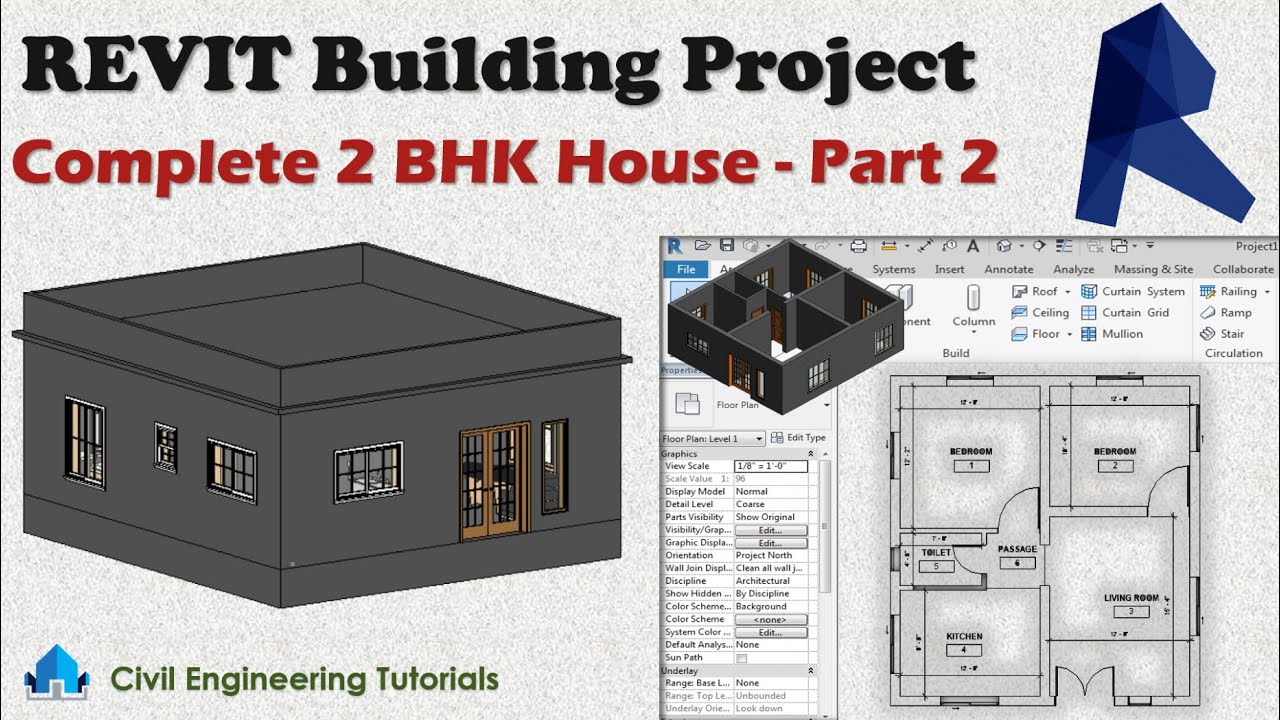 3.Complete 2 BHK House Planning in Revit || Building Project in Revit ...