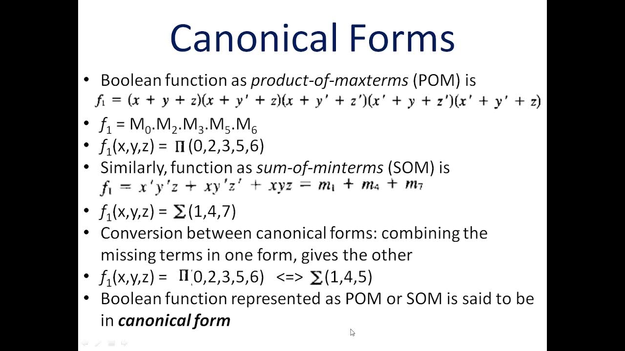 EEE241-DLD-4-a: Canonical and standard forms of Boolean functions - YouTube