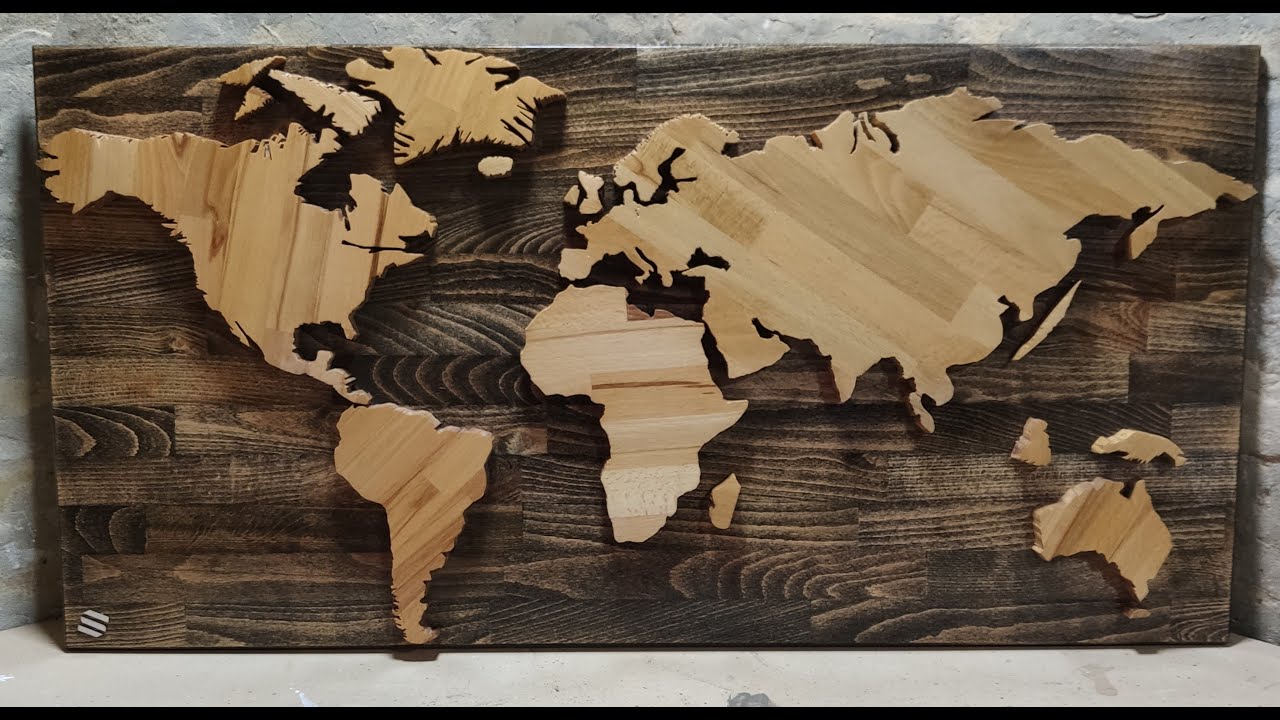 Unique Wooden World Map, Handmade, no CNC. How it's made. DIY - YouTube