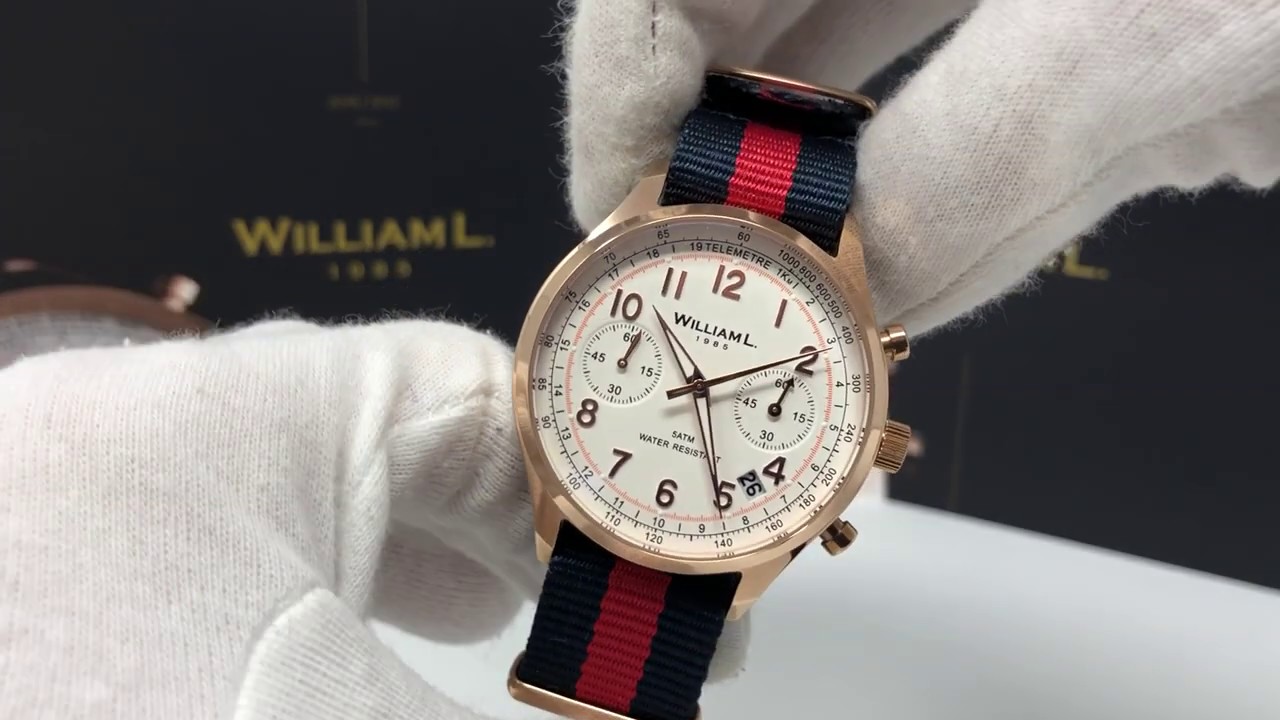 William L. 1985 Quartz Watch Vintage Style Chrono IP Rose Gold with ...