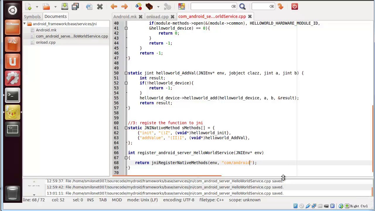 Android HAL编程实战 实现自己的HAL6 HAL Helloworld之JNI层代码编写 - YouTube
