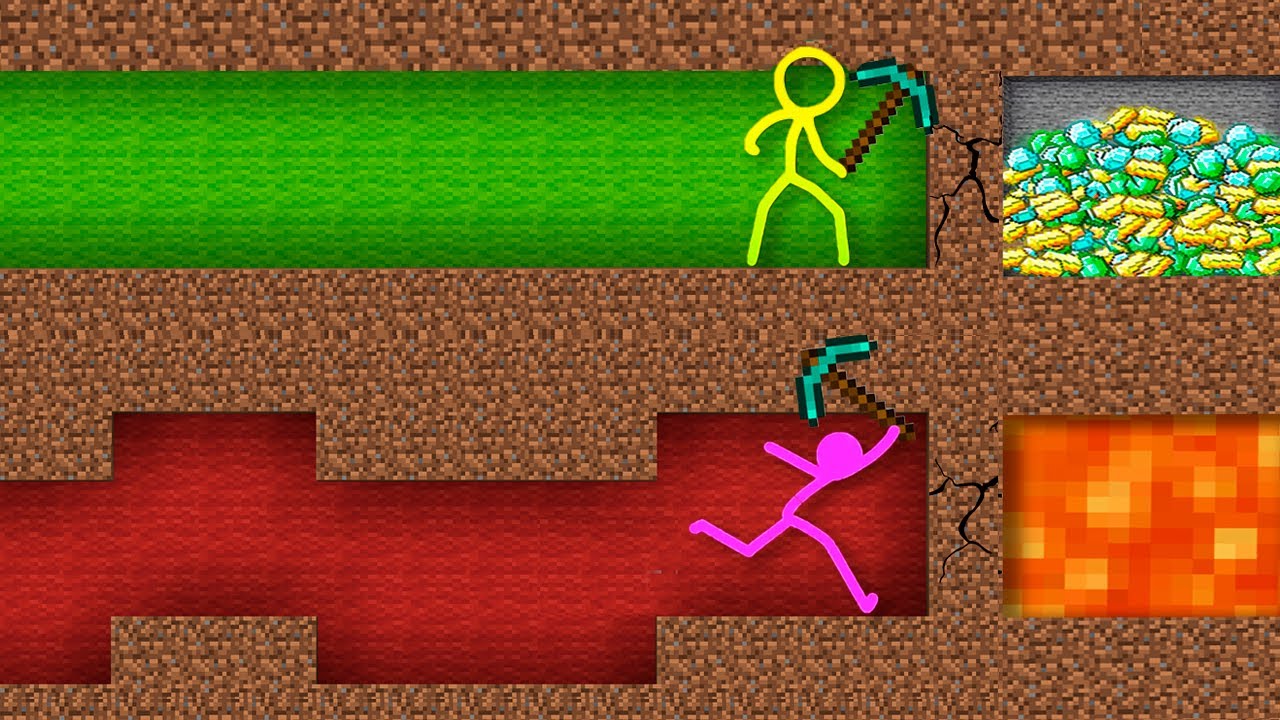 Stickman vs Minecraft Shorts - GREEN vs RED Battle / Minecraft ...