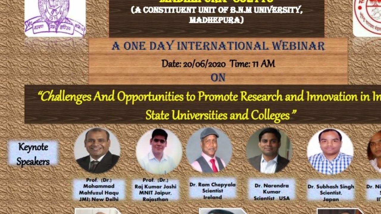 International Webinar : BNMV College, Madhepura (Bihar) - YouTube