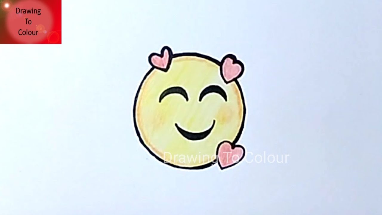 How To Draw Heart Face Emoji | Emoji Drawing With Heart | Smiley Emoji ...