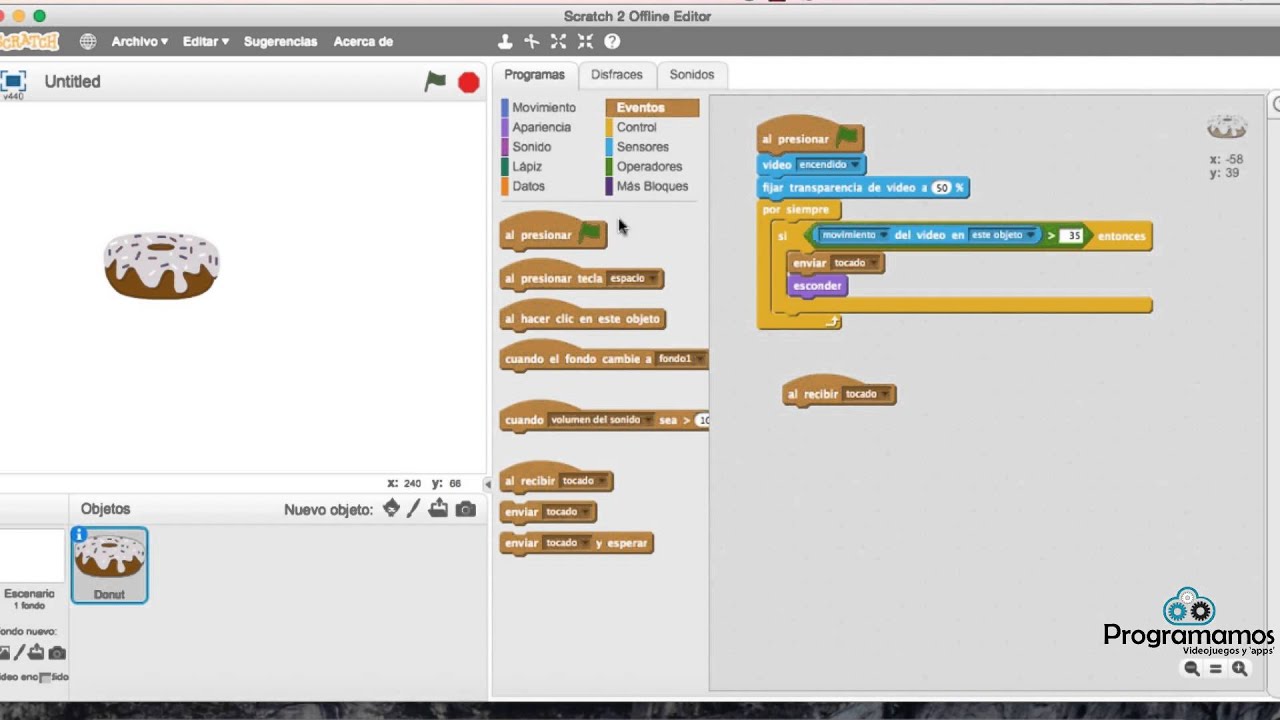 Programamos con Scratch: interacción con el vídeo (ComeDonuts) - YouTube